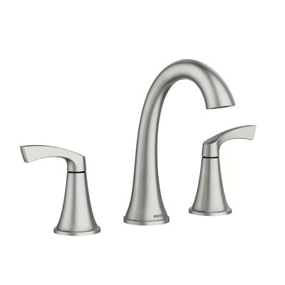MOEN Korek 8 in. Widespread Double Handle High-Arc Bathroom Faucet in Spot Resist Brushed Nickel ...